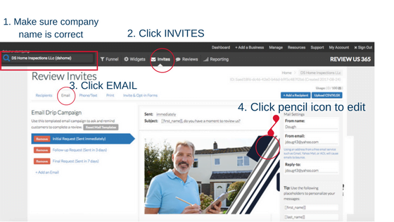 How to Customize Review.Us Email Invitation - Inspector Marketing 365